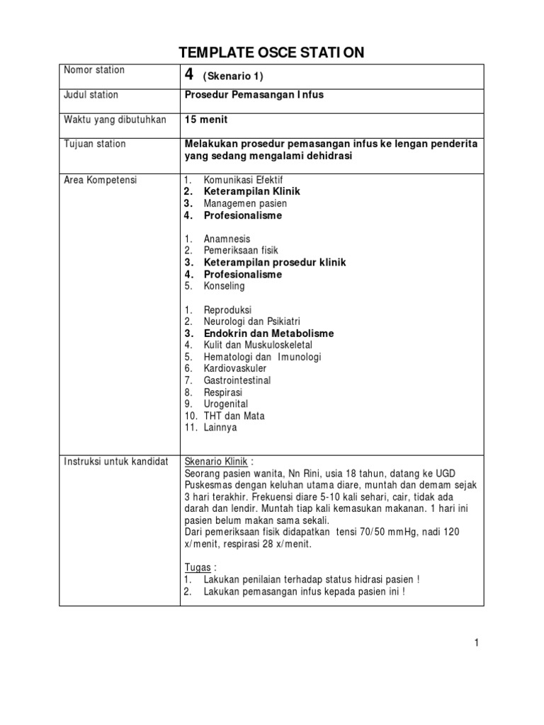 Draft Template OSCE Station | PDF
