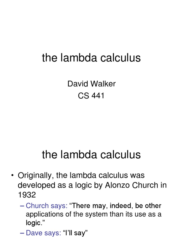 The Lambda Calculus Mathematical Logic Theory Of Computation