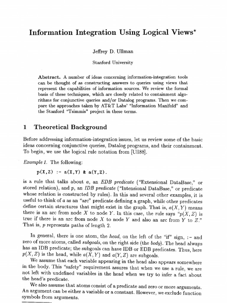 Information Integration Using Logical Views | PDF | Time Complexity ...