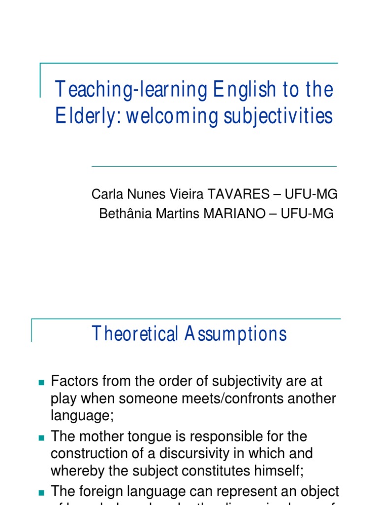 English for Elderly: Identity & Learning | PDF | Discourse | Foreign ...