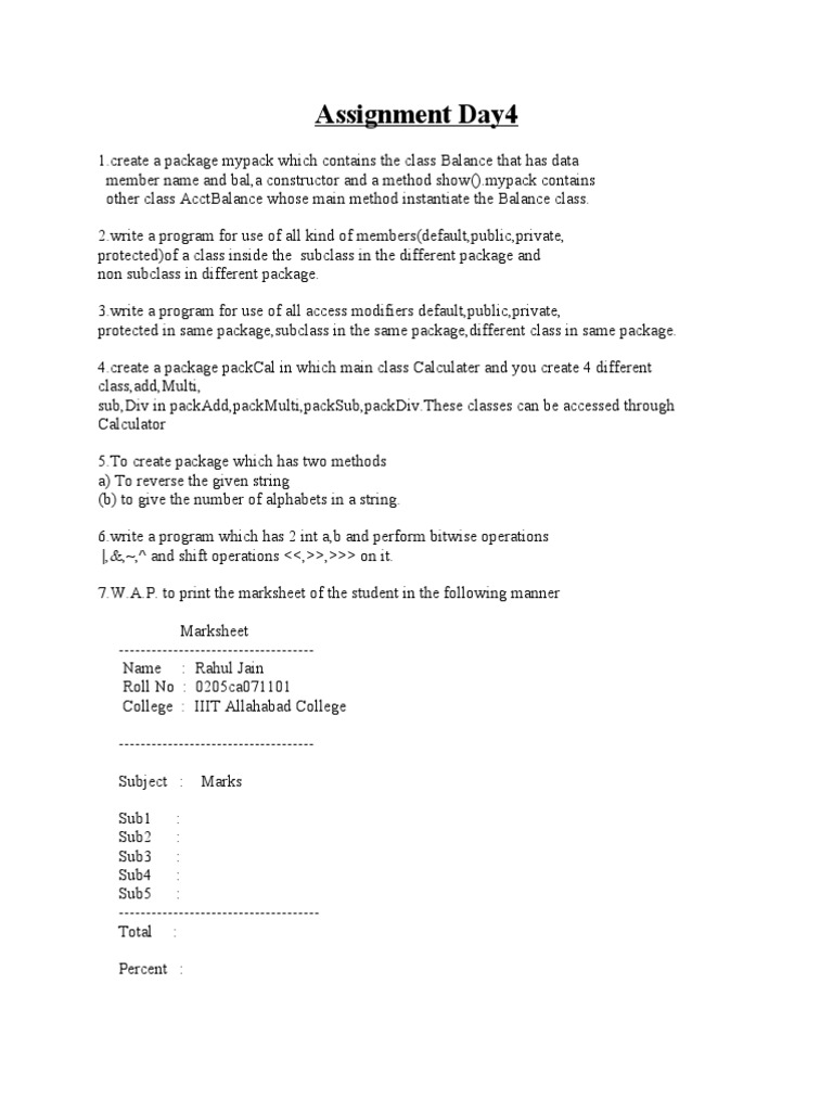 Core Java Assignment | PDF