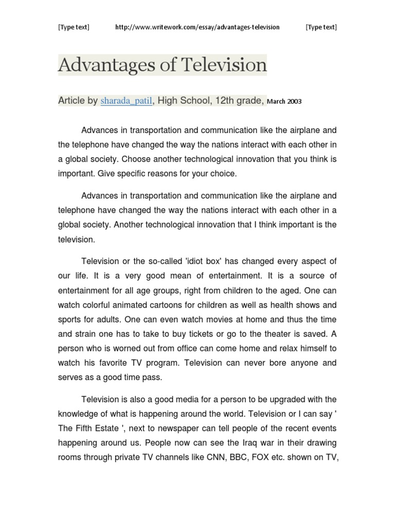 Advantages of Television | PDF | Television | News