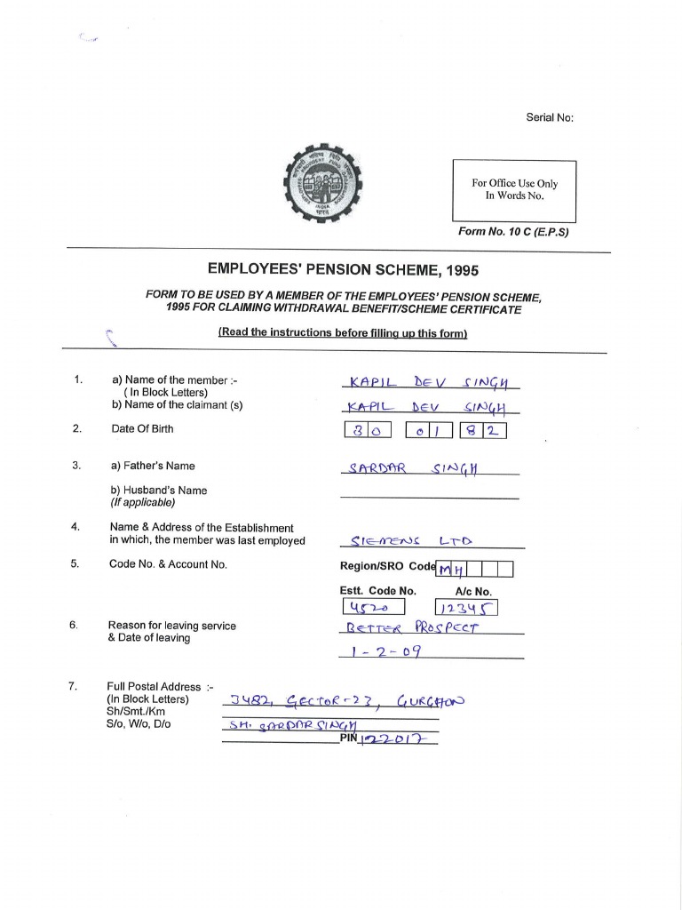 Sample PF Form | PDF