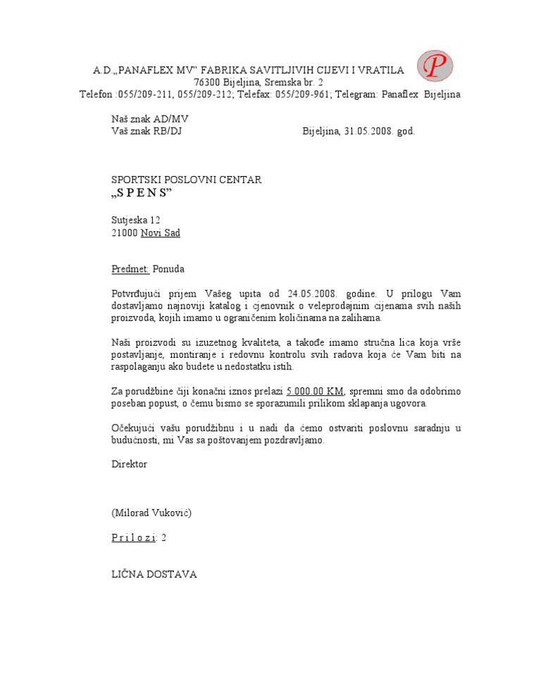 PONUDA-Puna Blok Forma | PDF