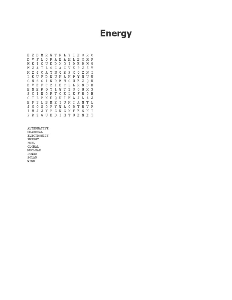 Energy Word Search Puzzle | PDF