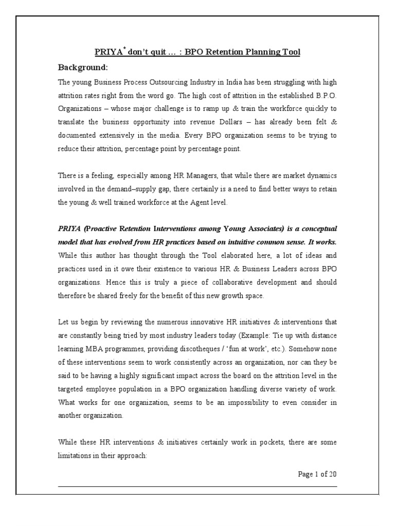 Attrition Management | PDF | Business Process Outsourcing | Employee ...