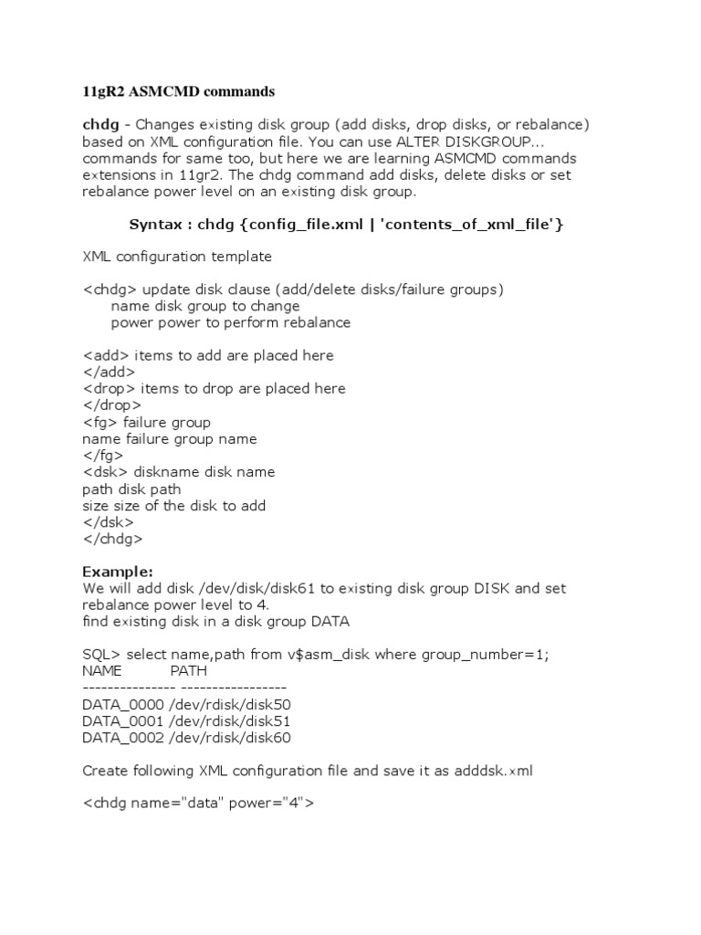 11gR2 ASMCMD Commands | PDF | Databases | Backup
