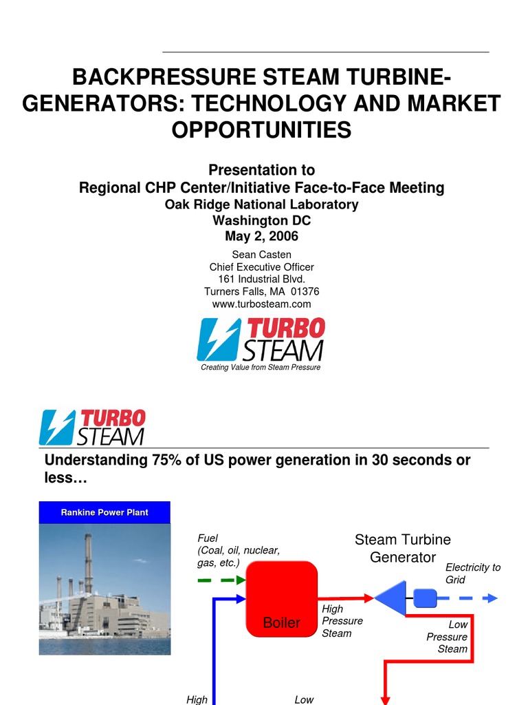 Back Pressure Steam Turbine Generators | PDF | Cogeneration | Power Station