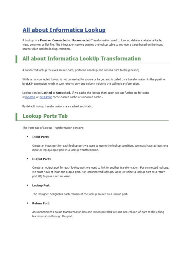 Informatica Lookup Guide | PDF | Relational Database | Sql
