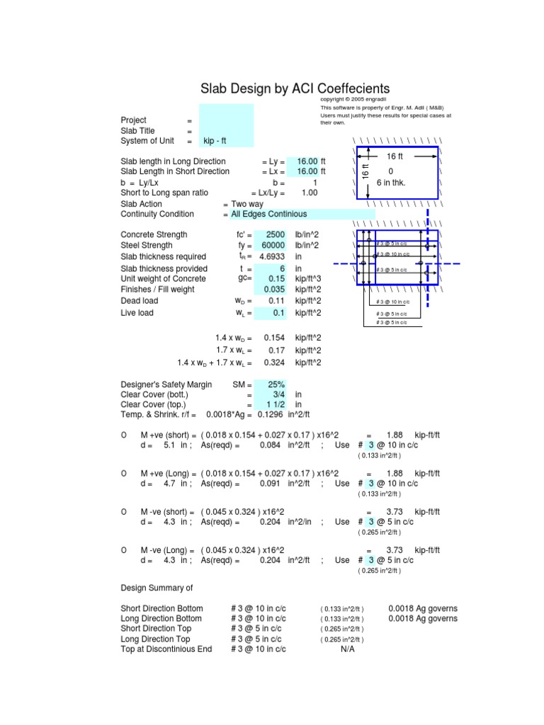 Slab Design ACI With Reinforcment (Sketch) | PDF | Architectural Design ...