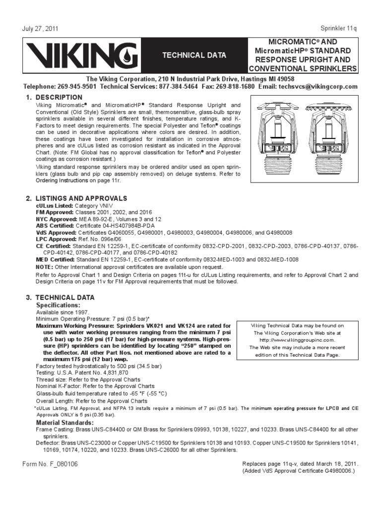 Viking SPK Standard | PDF | Fire Sprinkler System | Building Engineering