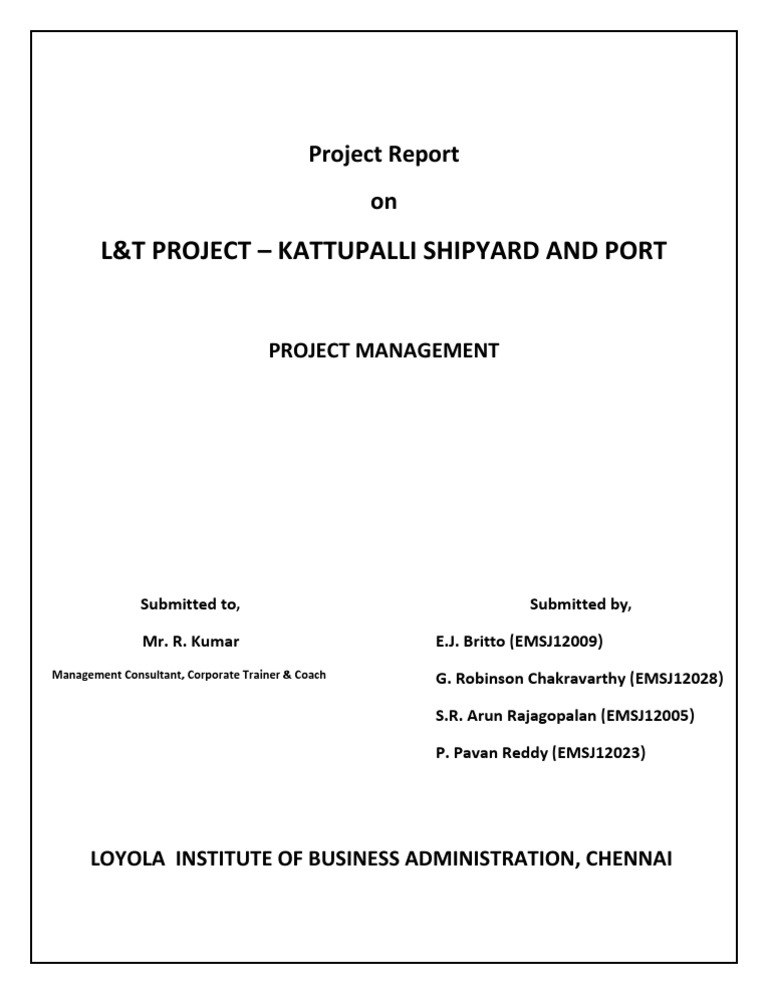 L&T Project - Kattupalli Shipyard and Port | PDF | Business