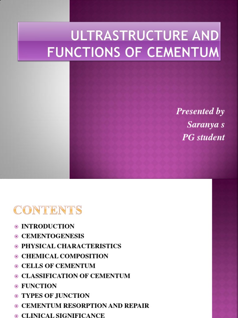 Ultrastructure and Functions of Cementum | PDF | Human Tooth | Dentin
