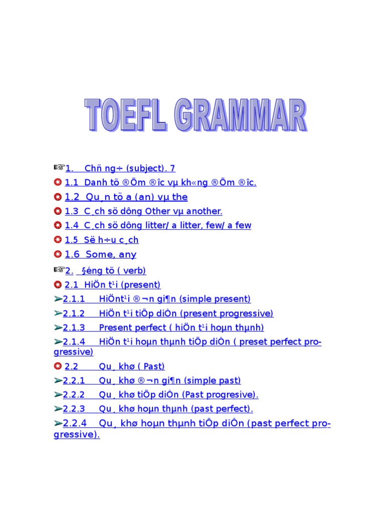 TOEFL Grammar | PDF