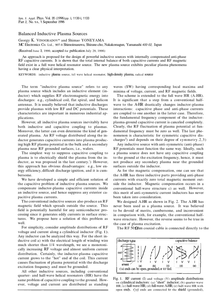 LAMBDA RESONATOR Balanced Inductive Plasma Source JJAP 1996 G ...