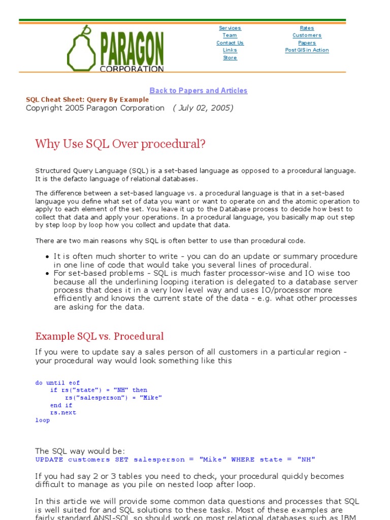 SQL Cheat Sheet - Query by Example | PDF | Sql | Microsoft Access