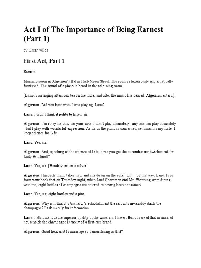 The Importance of Being Earnest | The Importance Of Being Earnest