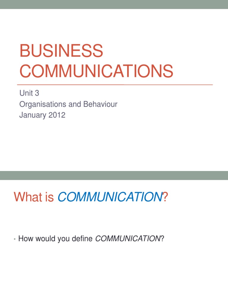 Business Communications: Unit 3 Organisations and Behaviour January 2012 | PDF | Career & Growth ...