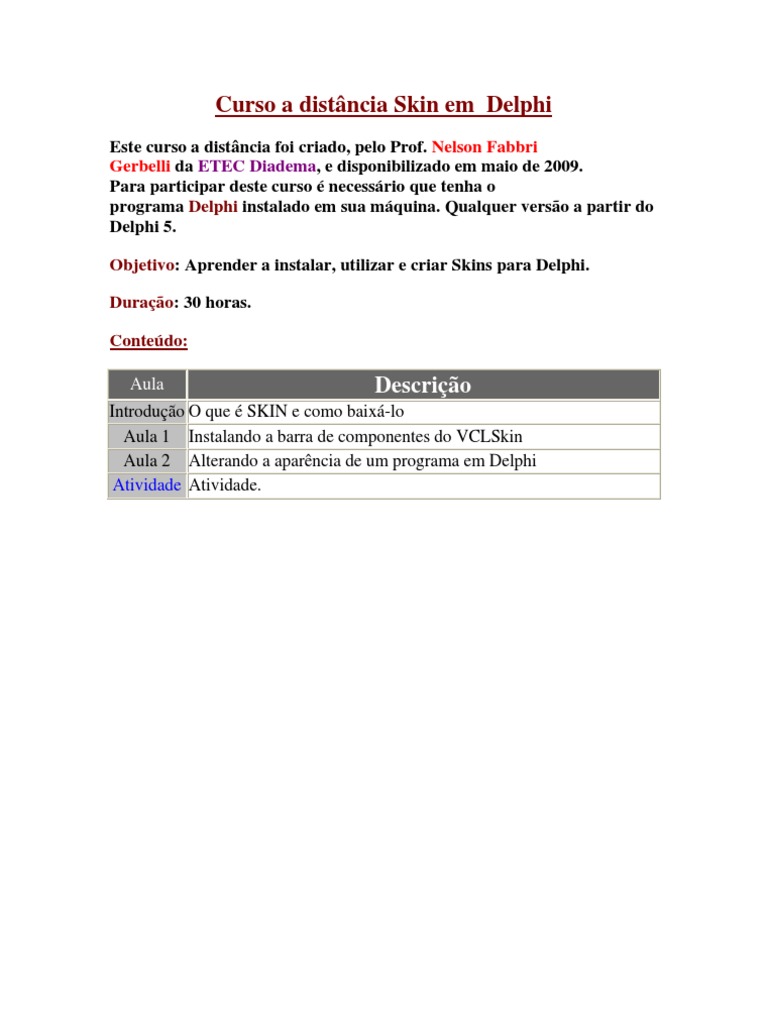 Skin em Delphi PDF | PDF | Janela (Computação) | Programas