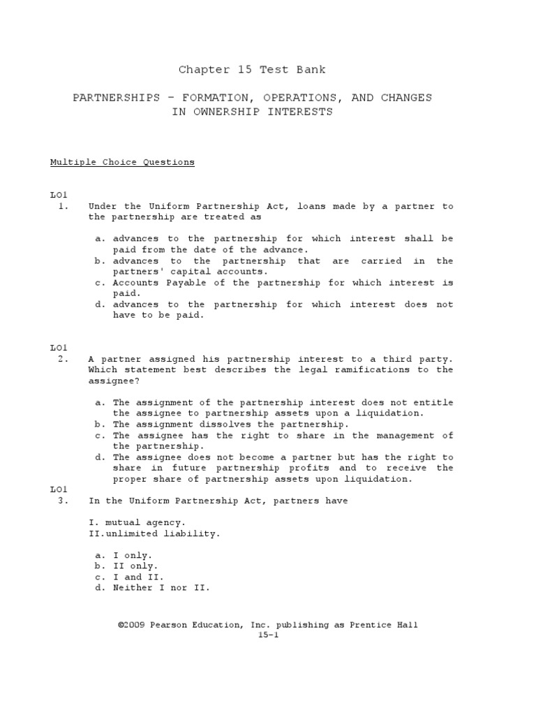 Ch15 Beams10e TB | PDF | Partnership | Goodwill (Accounting)
