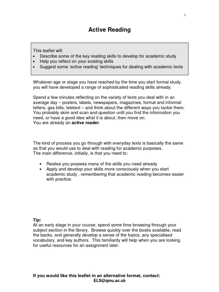 Active Reading | PDF | Speed Reading | Reading (Process)