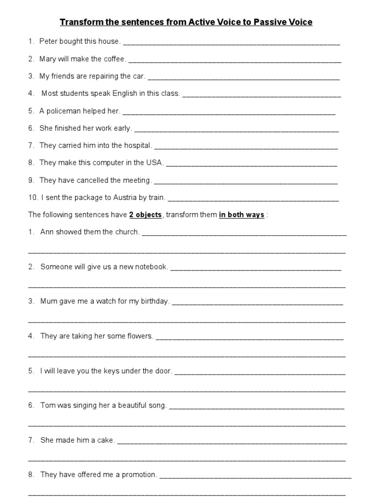 Passive Voice Exercises English | PDF