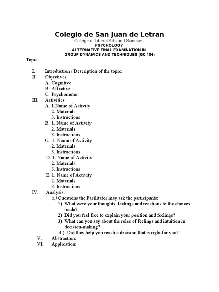 Example of Group Dynamics SLE. | PDF