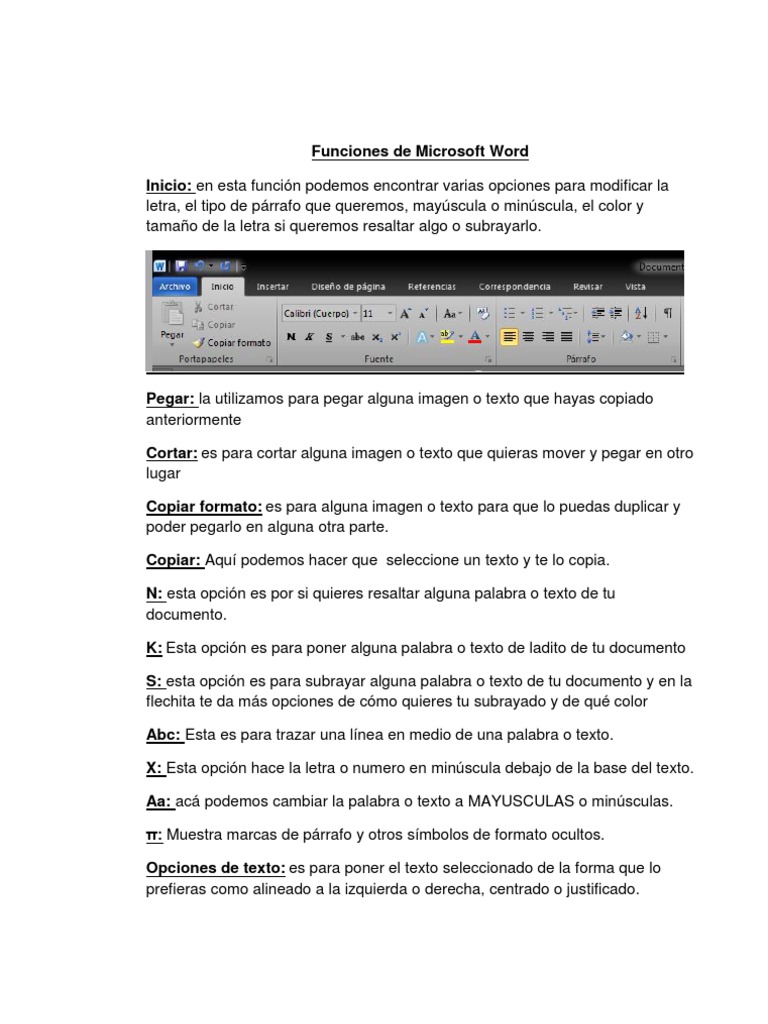 Funciones de Microsoft Word | PDF | Diccionario | Imagen