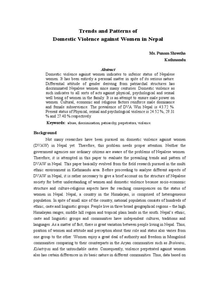 Punam-Trends and Patterns of Domestic Violence in Nepal | PDF ...