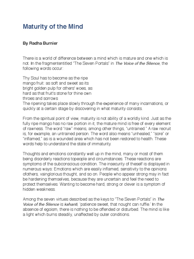Maturity of The Mind | Download Free PDF | Mind | Cognitive Science