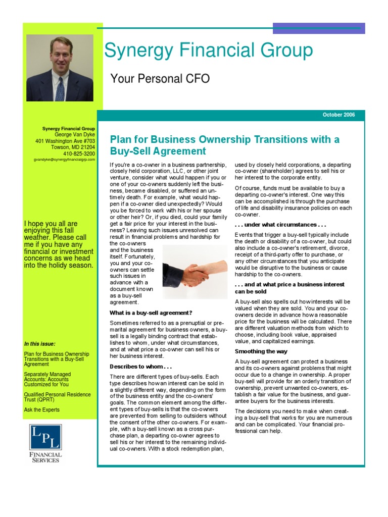 Synergy Financial Group: Your Personal CFO | PDF | Financial Economics ...