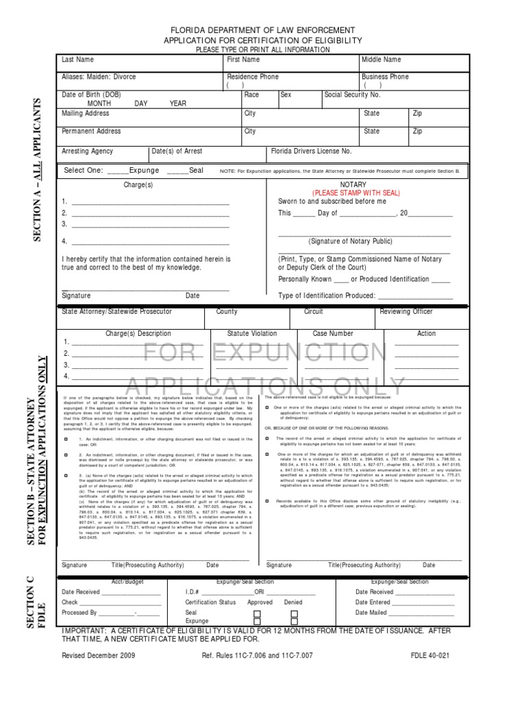 Seal and Expunge Application Revised 06152010 | PDF | Criminal Record ...