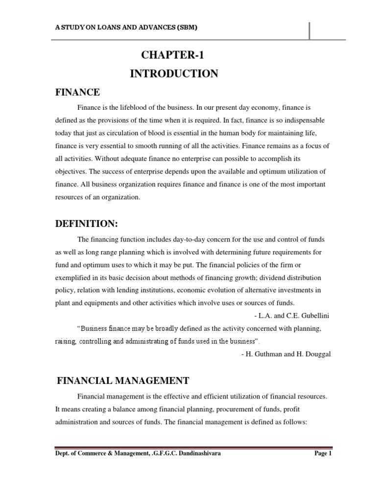Chapter-1: Finance | PDF | Loans | Credit (Finance)