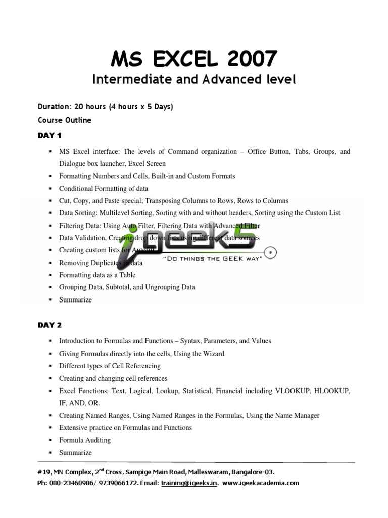 Advance EXCEL | PDF