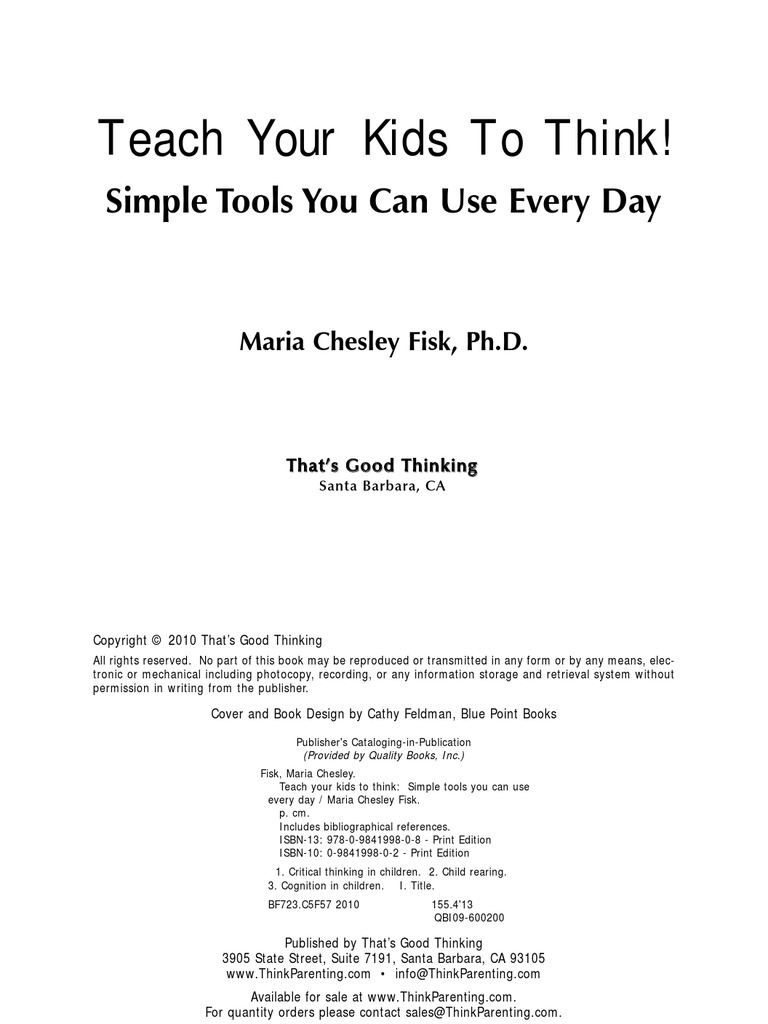 Teach Your Kids To Think | PDF | Parent | Relationships