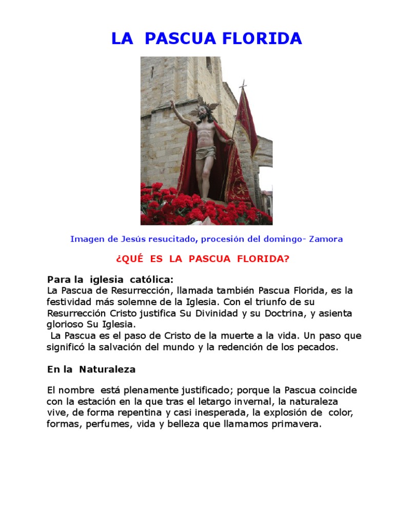 ¿Qué es la Pascua Florida? | PDF | Pascua de Resurrección | La ...