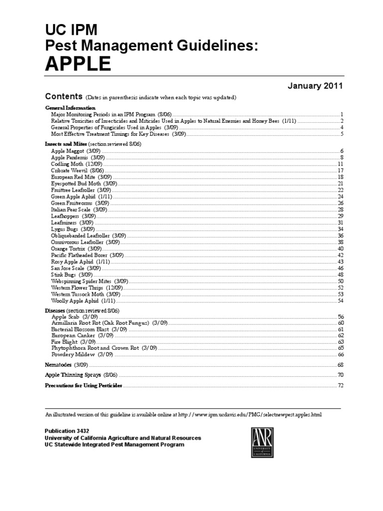 Apple: Uc Ipm Pest Management Guidelines | PDF | Insecticide | Fly