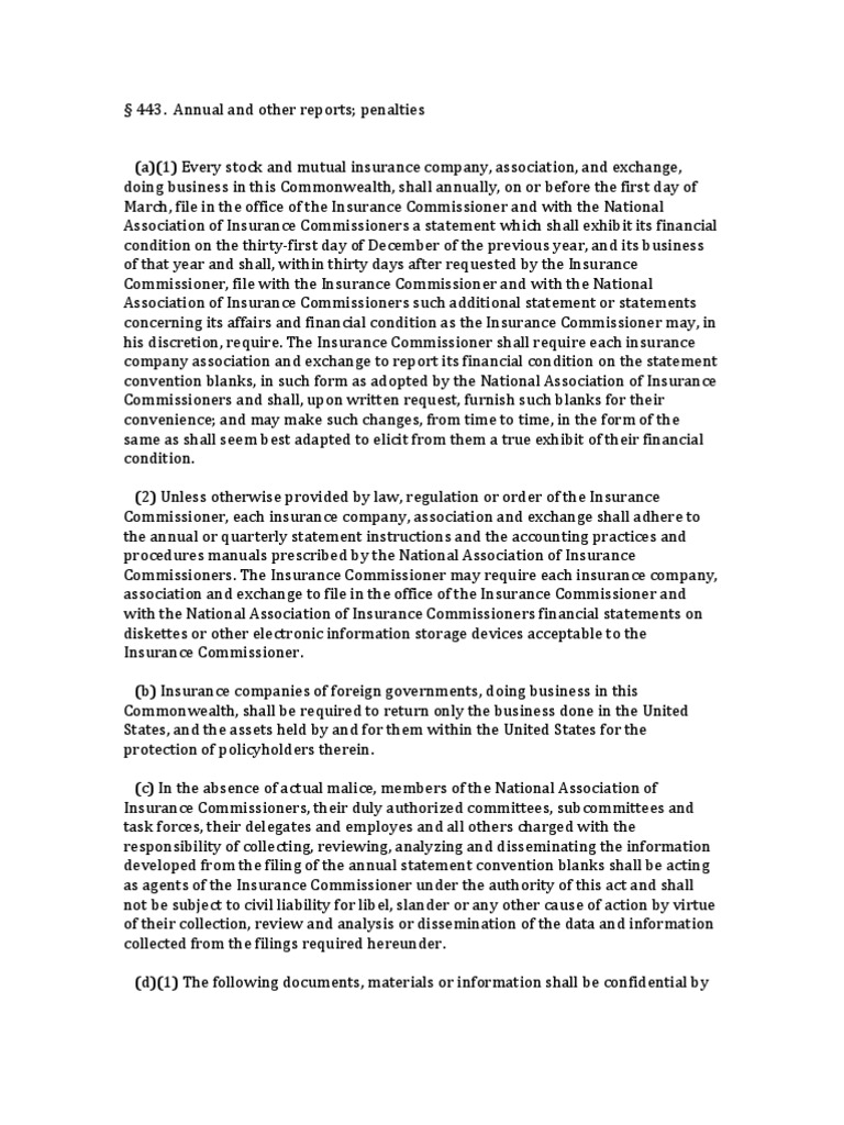 32 40 PA. CONS. STAT. 443 (A) (1) (Ii), and 31 PA. CODE 147.1-.15 | PDF ...