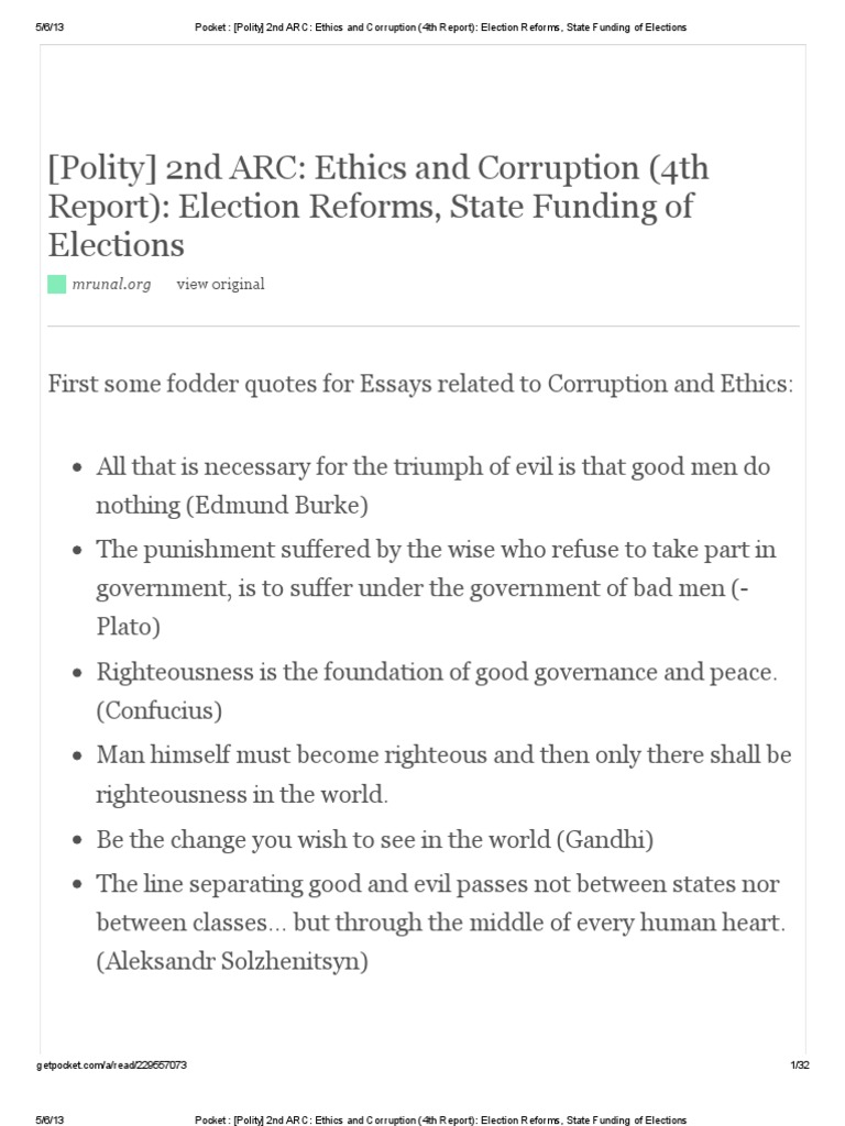 Pocket - (Polity) 2nd ARC - Ethics and Corruption (4th Report ...