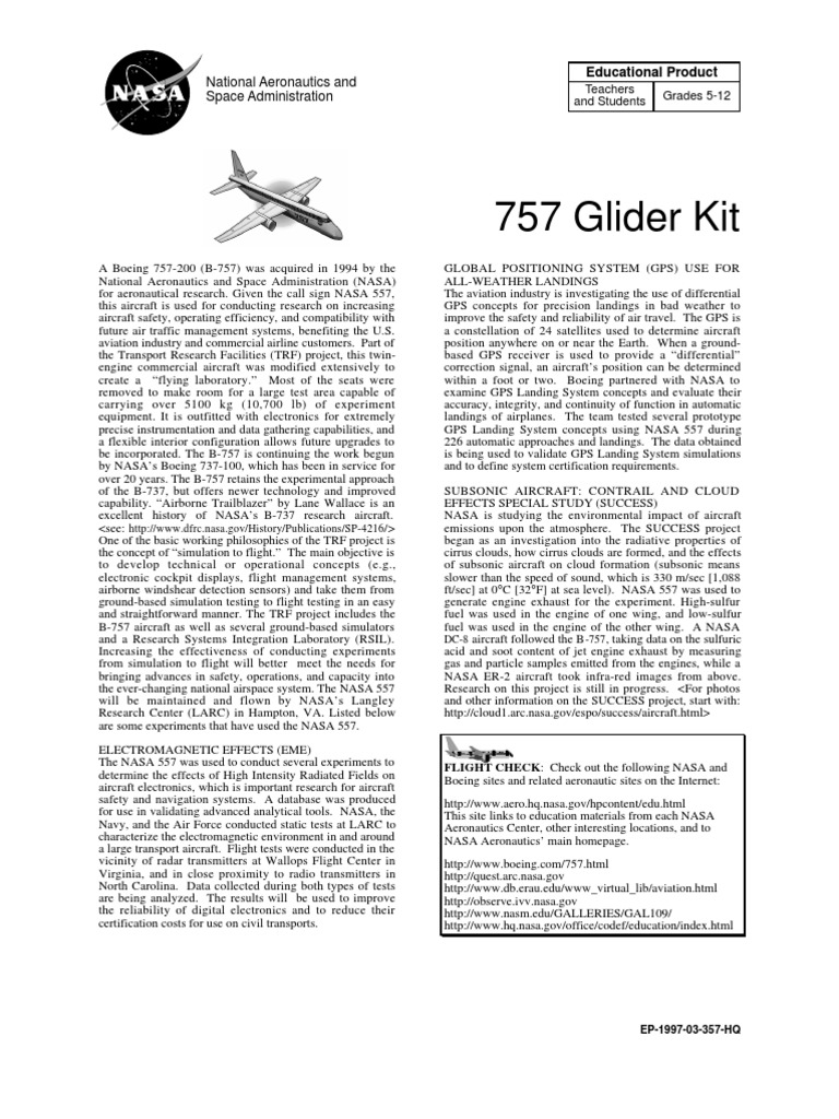 NASA 757 Glider Kit Overview | PDF