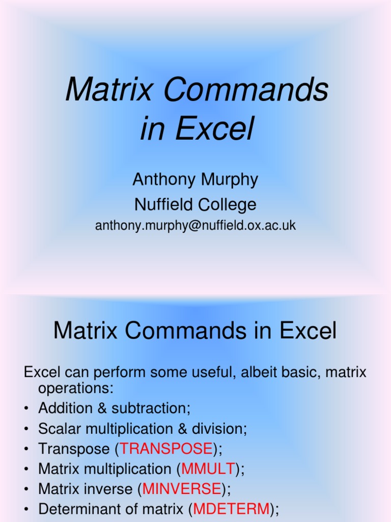 Matrix Commands | PDF | Matrix (Mathematics) | Abstract Algebra