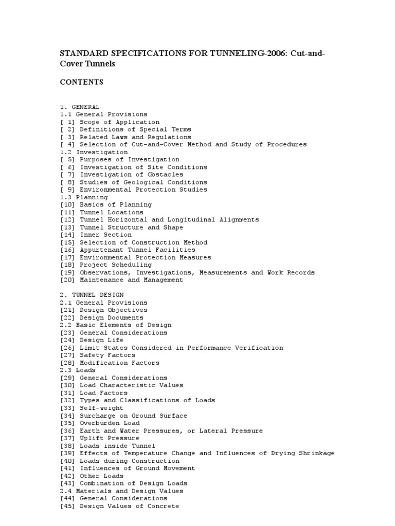 Standard Specifications For Tunneling | PDF | Deep Foundation | Structural Load