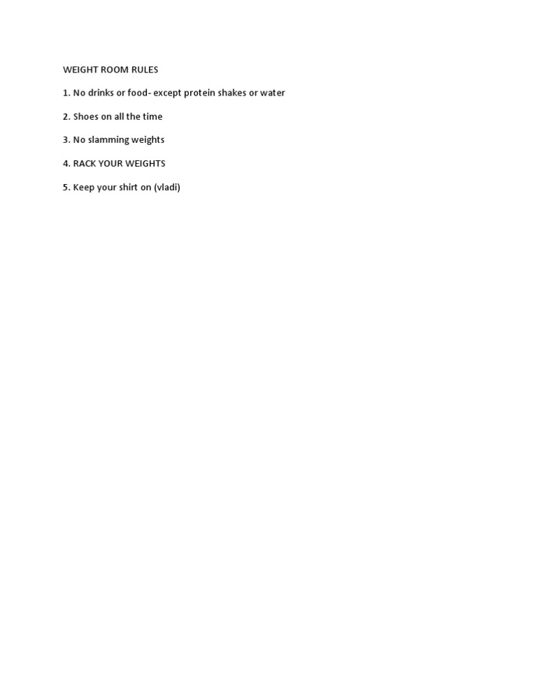 Essential Weight Room Guidelines | PDF