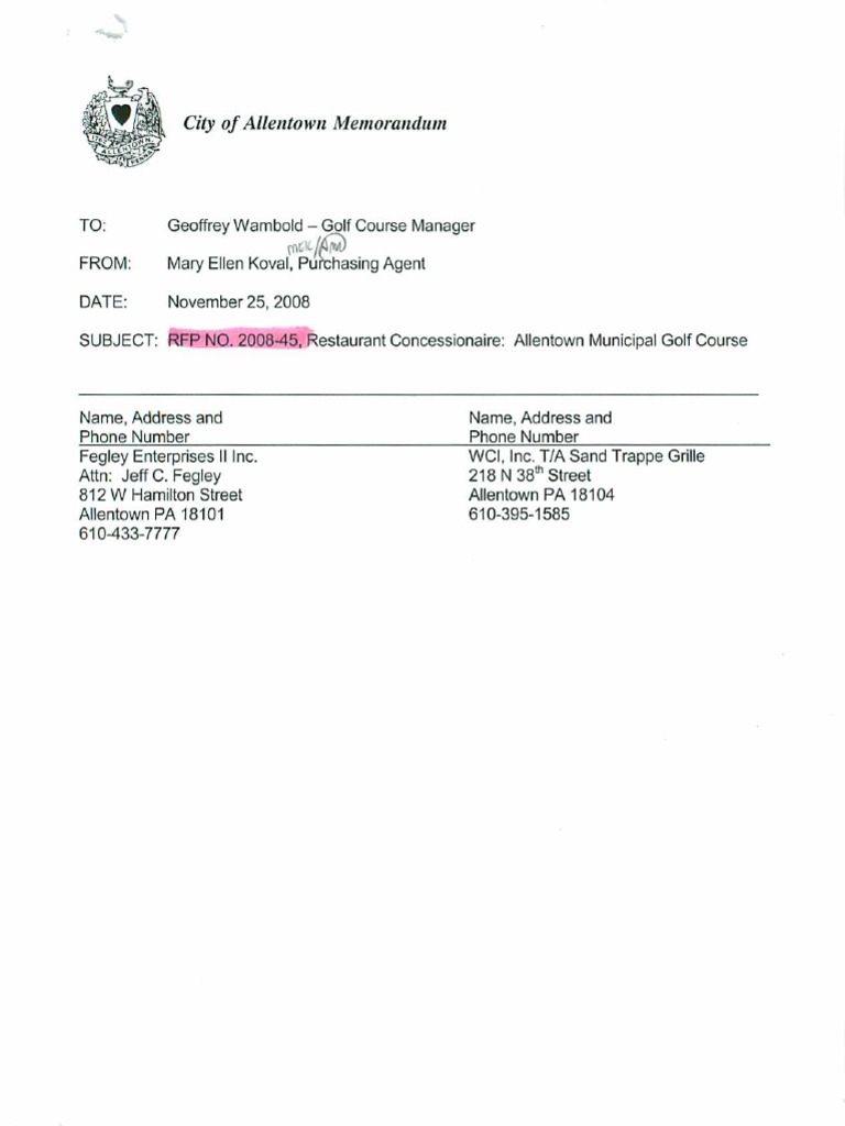 RFP 2008-45 Restaurant Concessionaire | PDF | Workers' Compensation ...