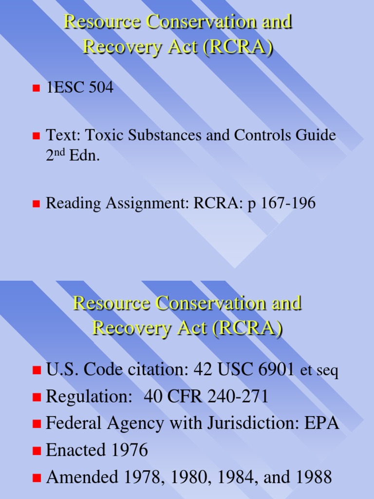 Resource Conservation and Recovery Act (RCRA) | PDF | Resource ...