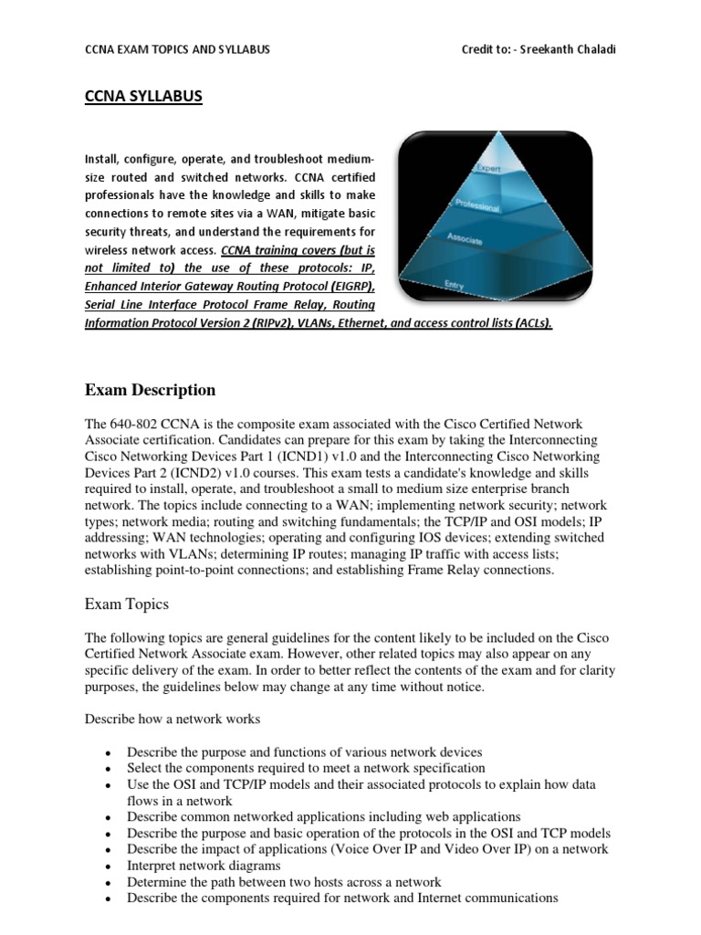 CCNA Exam Topics and Syllabus Overview | PDF | Cisco Certifications ...