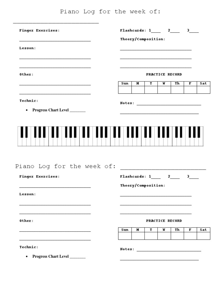 Weekly Piano Practice Log | PDF