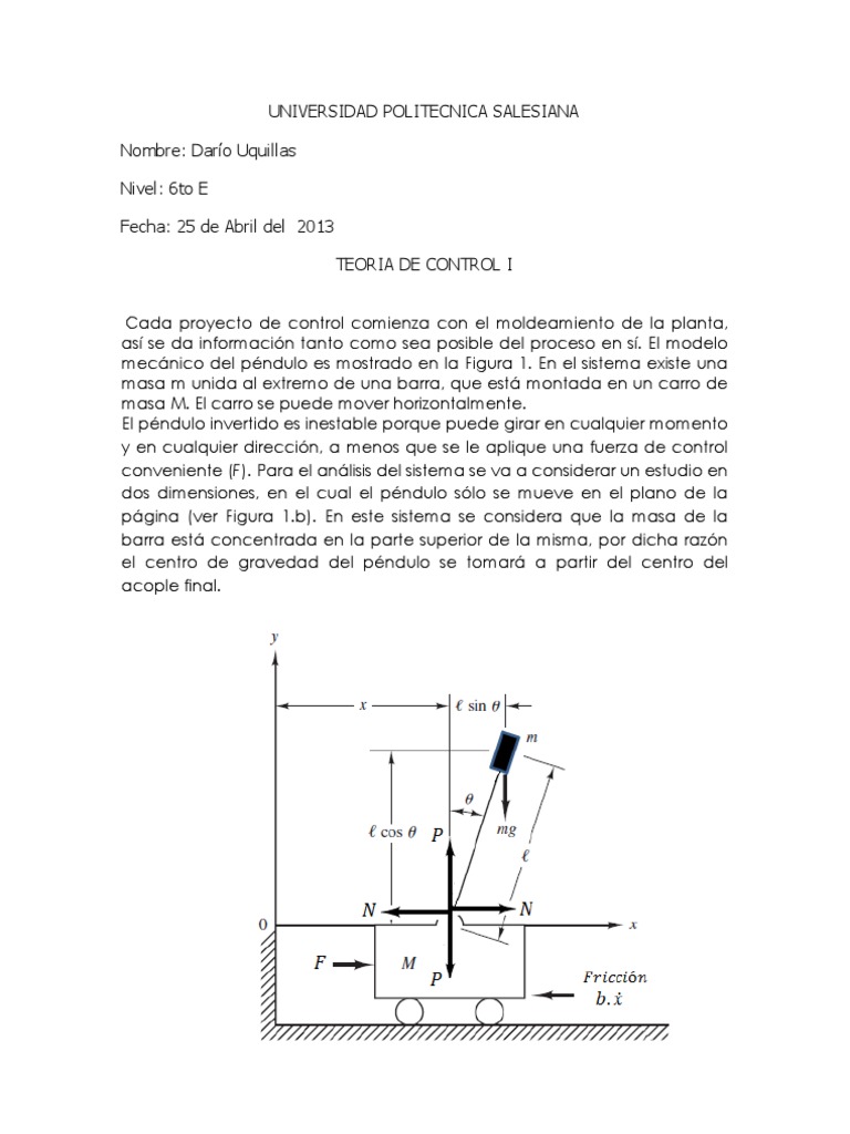 Modelo Matemático del Péndulo Invertido | PDF | Péndulo | Movimiento ...