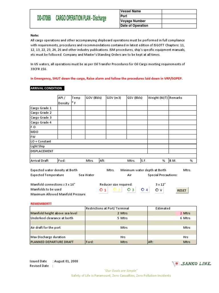 Liquid Cargo Discharge Plan - FINAL | Oil Tanker | Pump