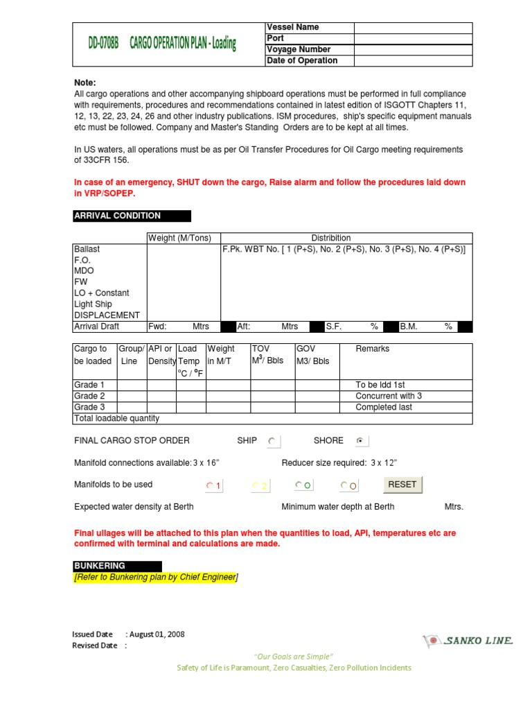 Liquid Cargo Load Plan | PDF | Ships | Valve